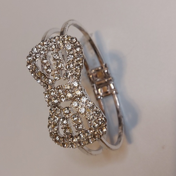 Icing | Jewelry | Rhinestone Paved Bow Hinged Cuff Bracelet By Icing ...